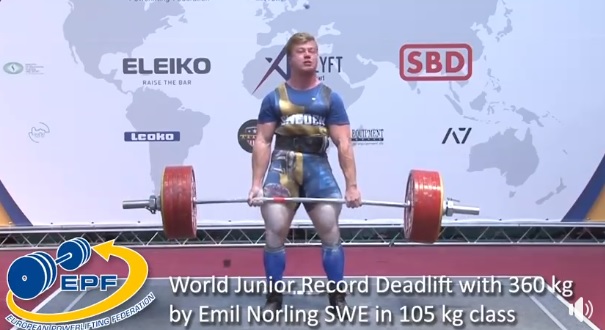 Le suédois Emil Norling bat le record du monde junior de deadlift : 360 ...
